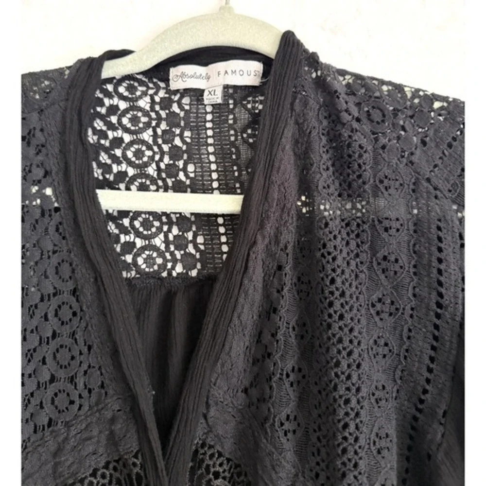 Absolutely Famous | Sweaters | Absolutely Famous Black Lace Crochet ...